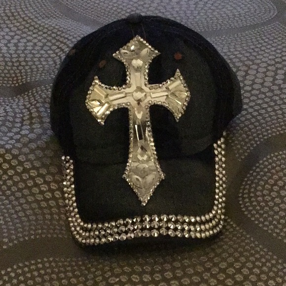 Bling | Accessories | Blinged Out Ball Cap Cross Design | Poshmark